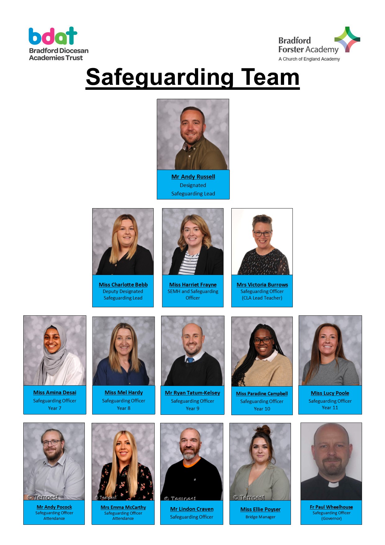 Our Safeguarding Team | Bradford Forster Academy